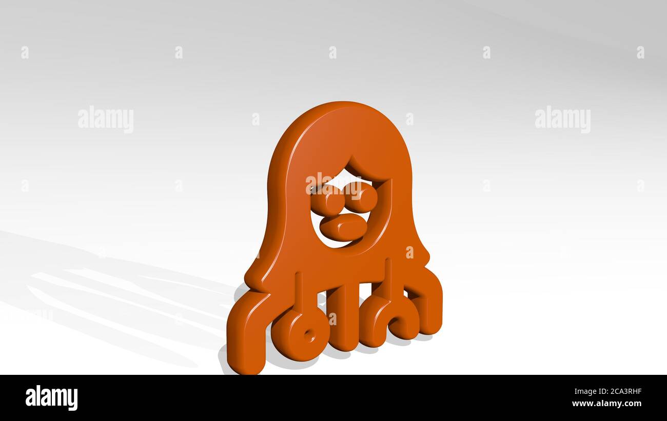 professions woman doctor stand with shadow. 3D illustration of metallic ...