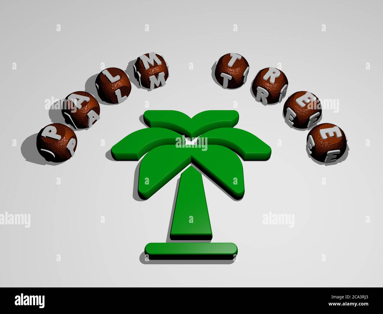 3D illustration of palm tree graphics and text around the icon made by ...