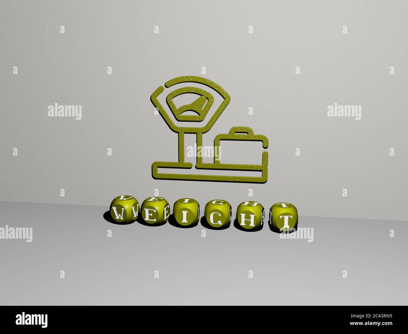 3D representation of weight with icon on the wall and text arranged by ...