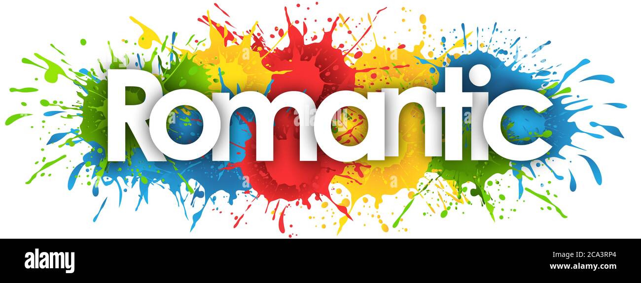 romantic word in splash’s background Stock Photo - Alamy