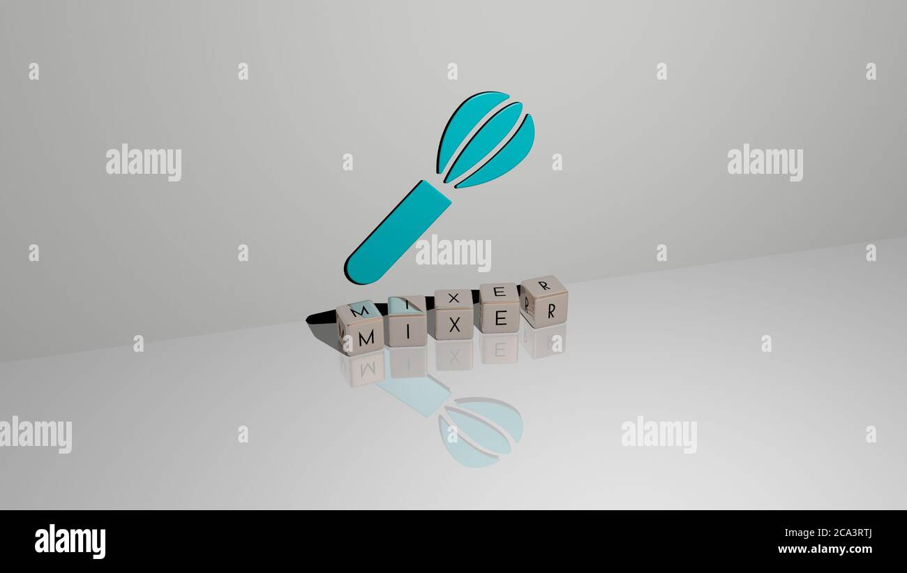 3D graphical image of mixer vertically along with text built by ...