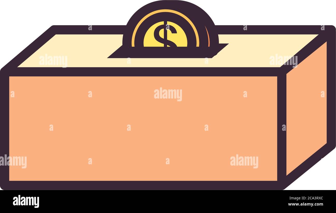 dollar coin inside box line and fill style icon of money financial ...