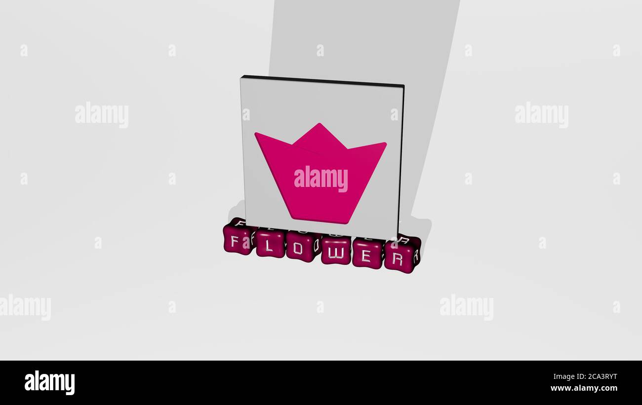 3D representation of flower with icon on the wall and text arranged by ...