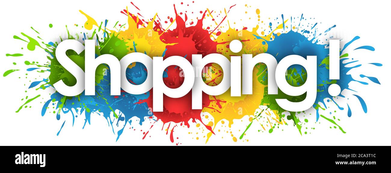 shopping word in splash’s background Stock Photo - Alamy