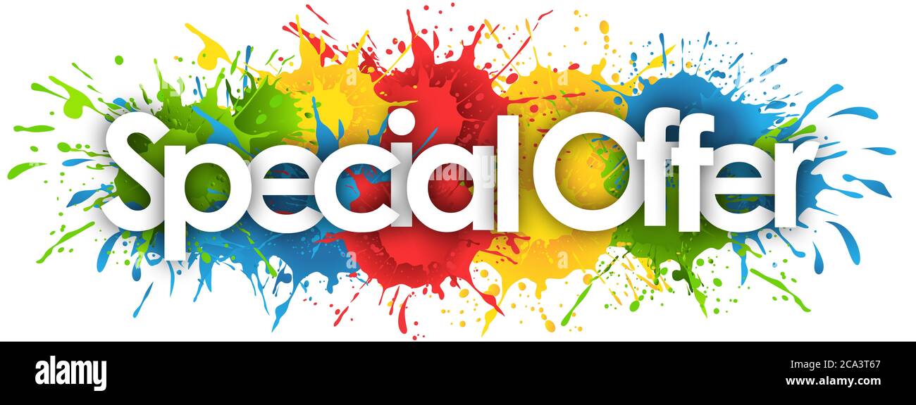 Special Offer word in splash’s background Stock Photo - Alamy