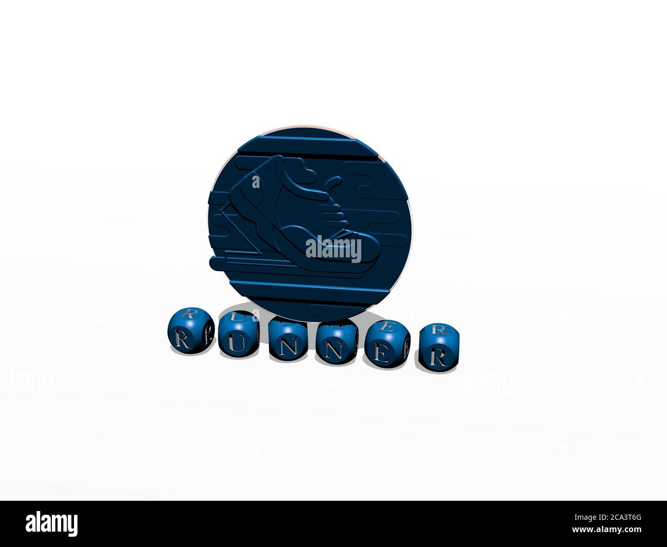 3D illustration of RUNNER graphics and text made by metallic dice ...