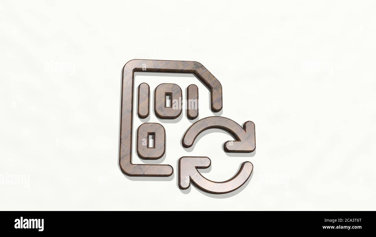 FILE CODE SYNC from a perspective on the wall. A thick sculpture made ...