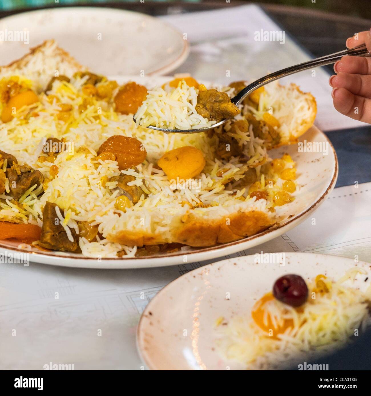 Eating shah pilaf close up Stock Photo - Alamy