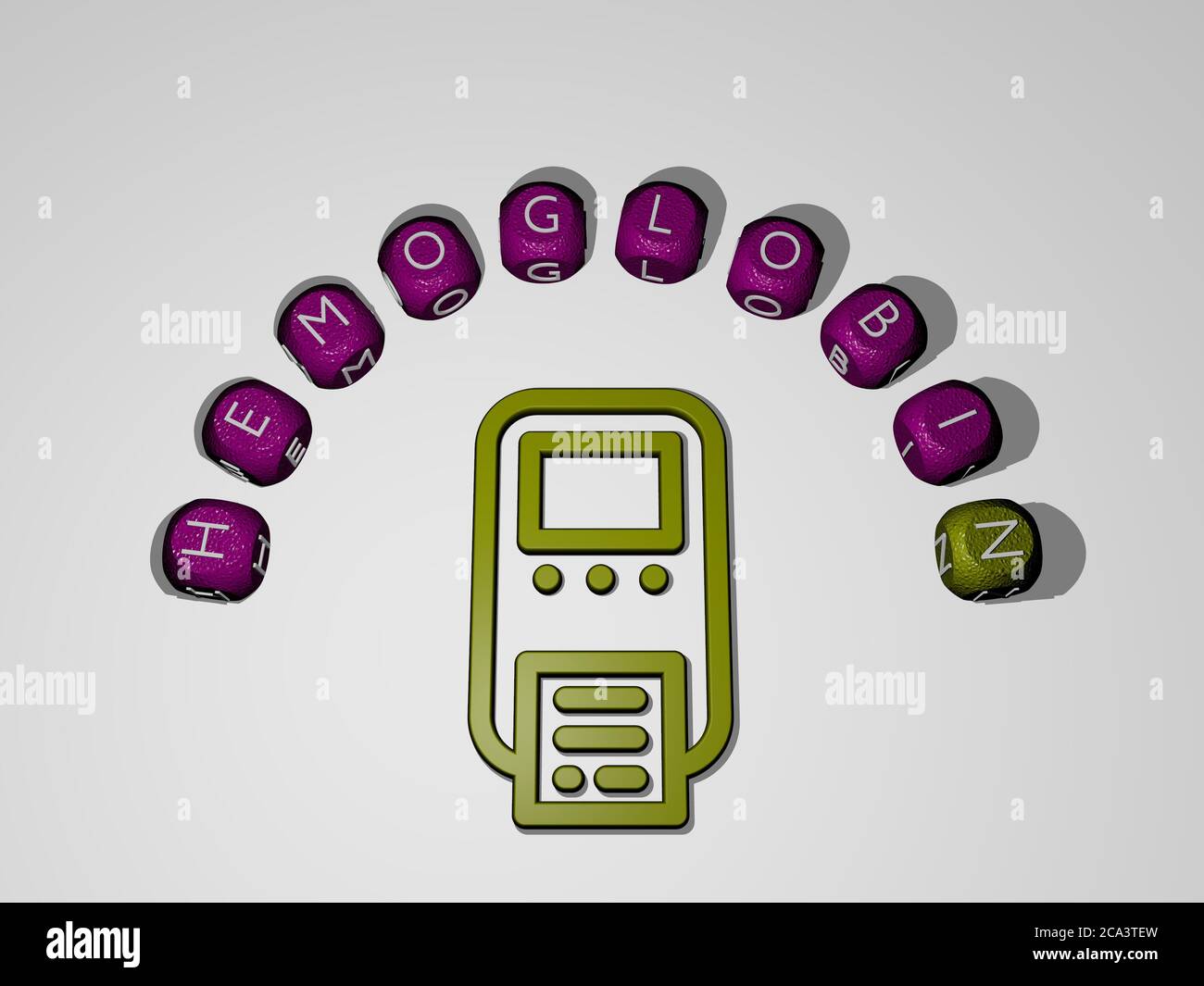 3D representation of hemoglobin with icon on the wall and text arranged ...