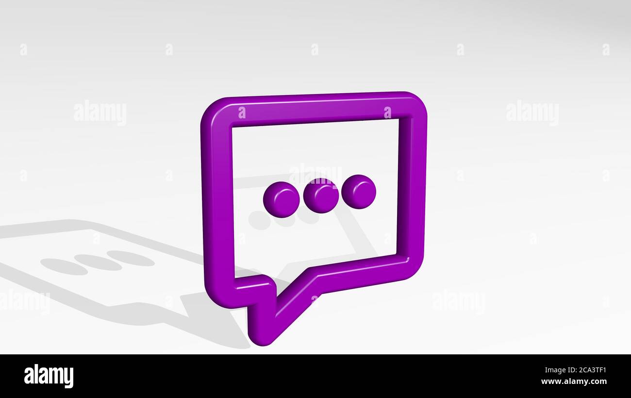 messages bubble square typing made by 3D illustration of a shiny ...