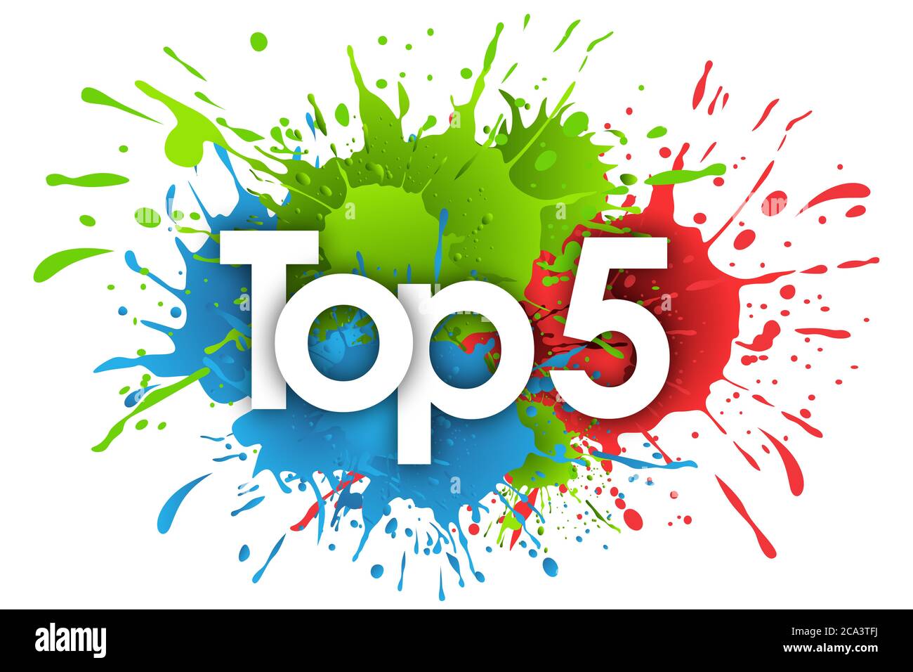 top 5 word in splash’s background Stock Photo - Alamy