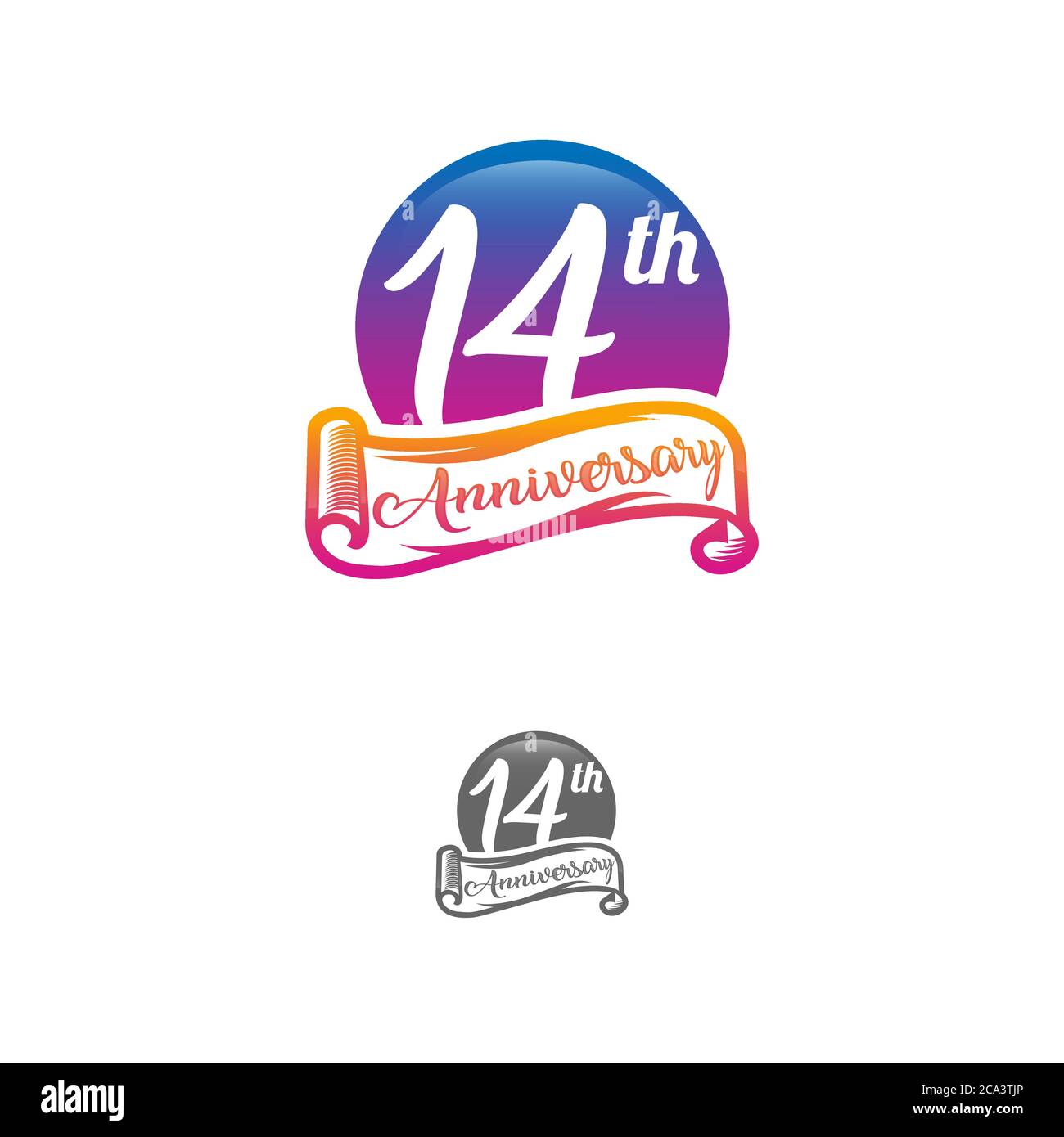 14 years anniversary logo template isolated on white, black and white ...