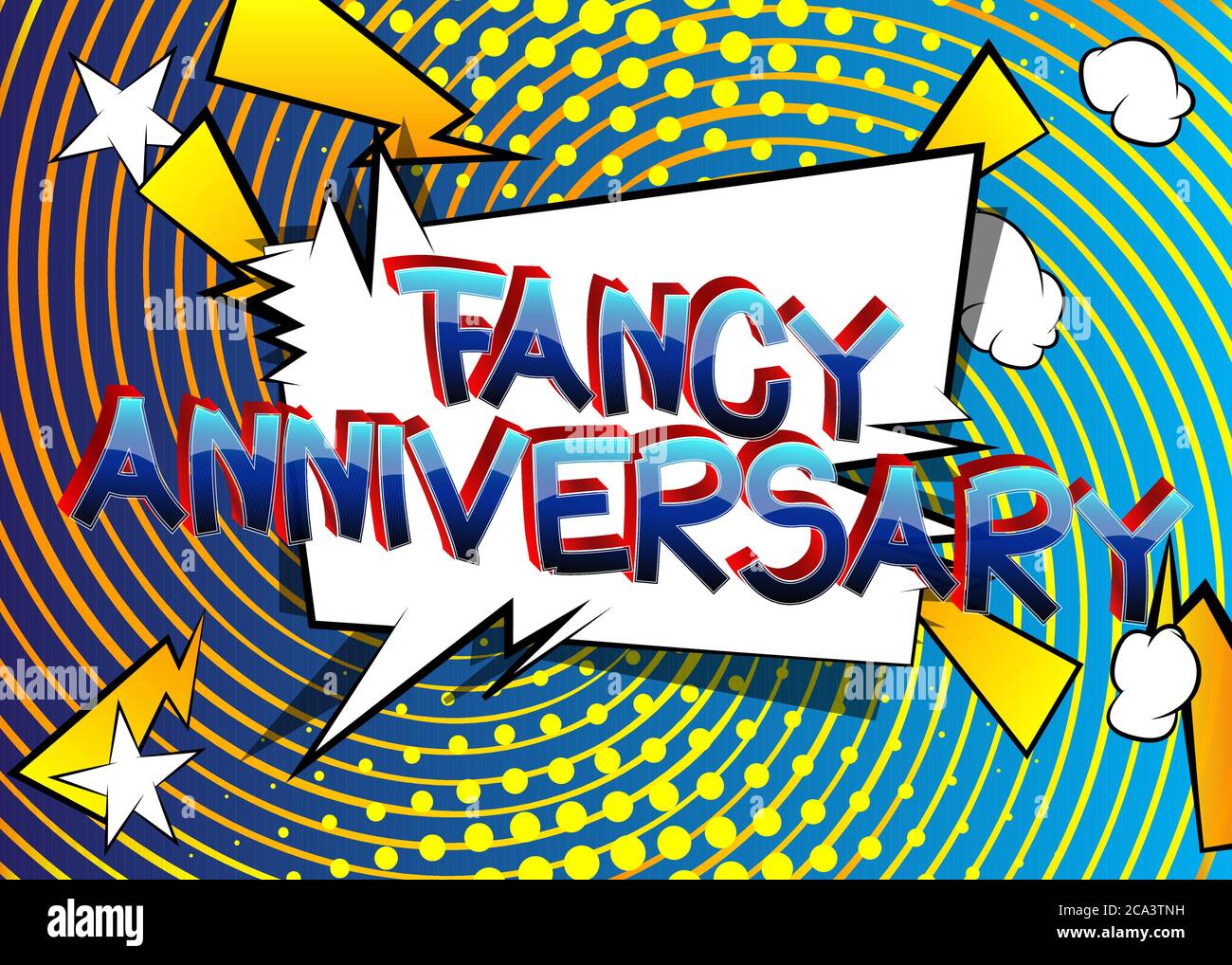 Fancy Anniversary Comic book style cartoon words on abstract comics ...