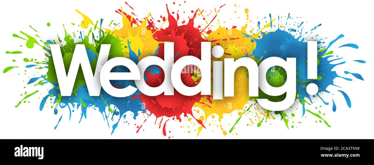 wedding word in splash’s background Stock Photo - Alamy