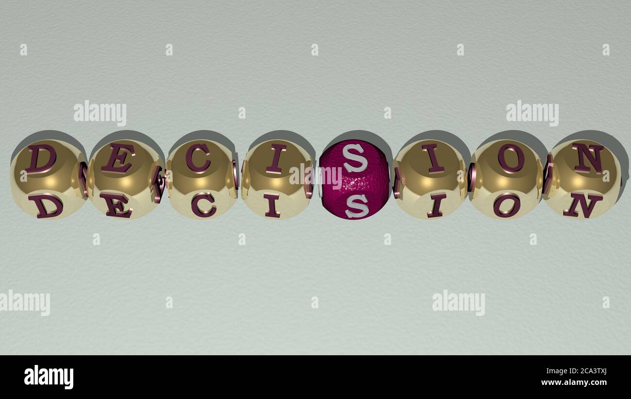 decision combined by dice letters and color crossing for the related ...