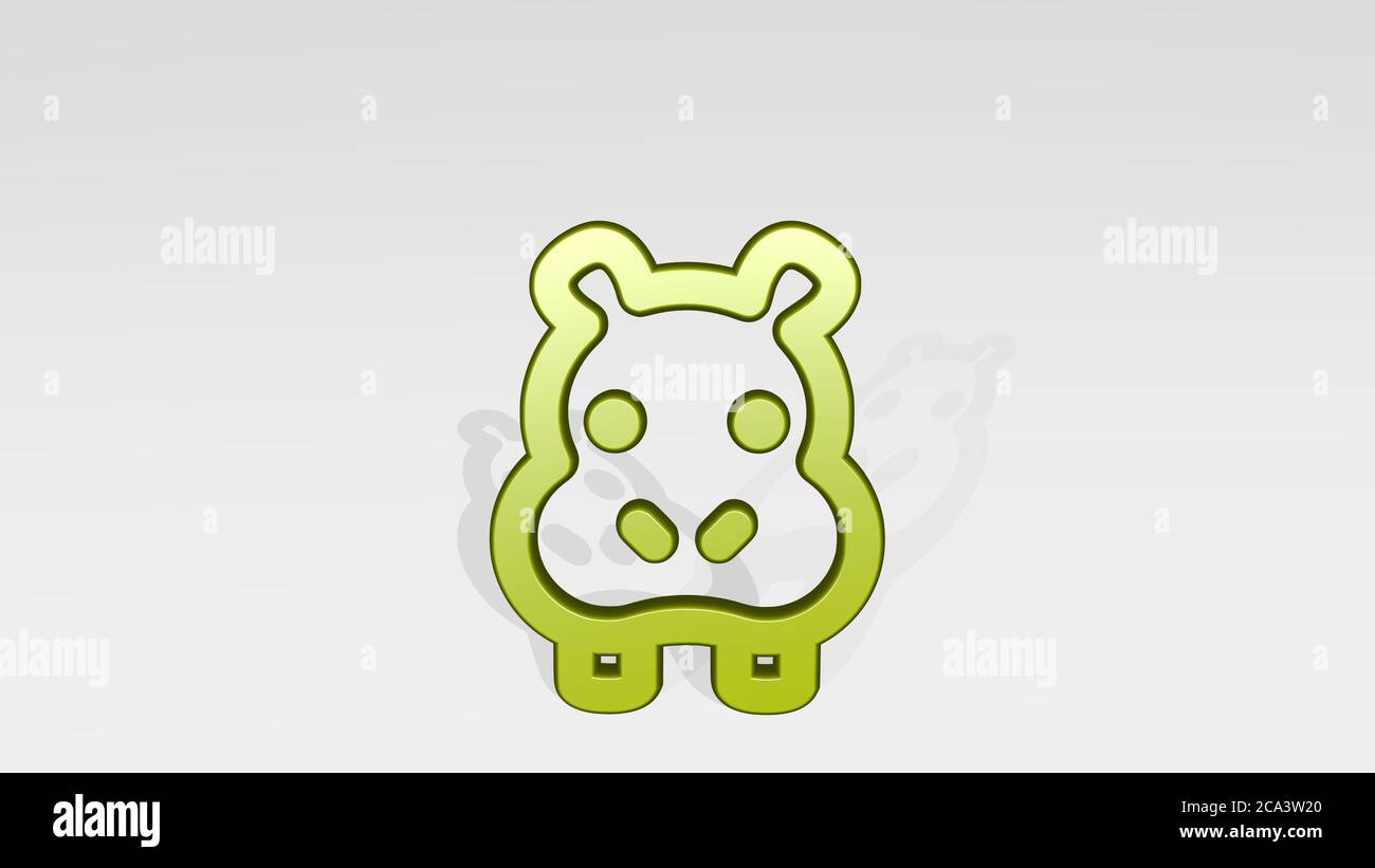 HIPPO made by 3D illustration of a shiny metallic sculpture with the ...