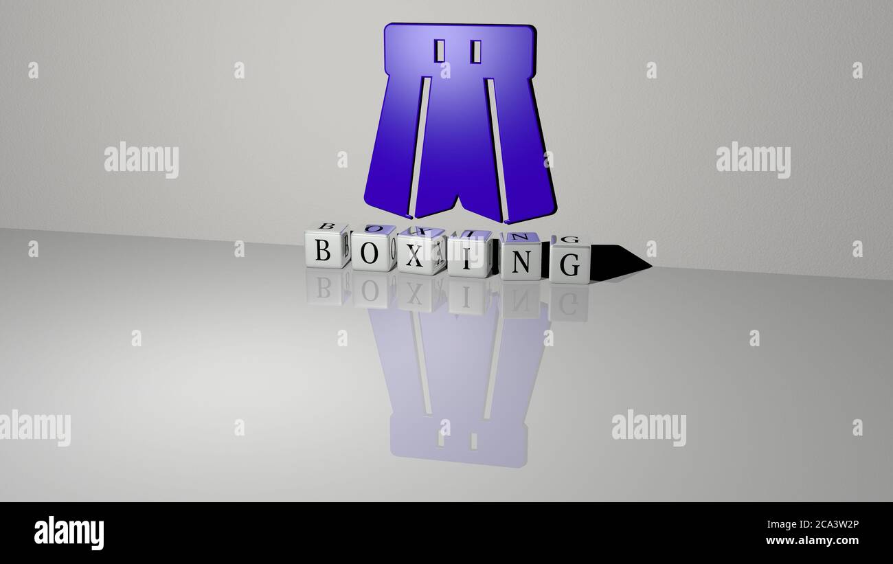 3D graphical image of boxing vertically along with text built by ...