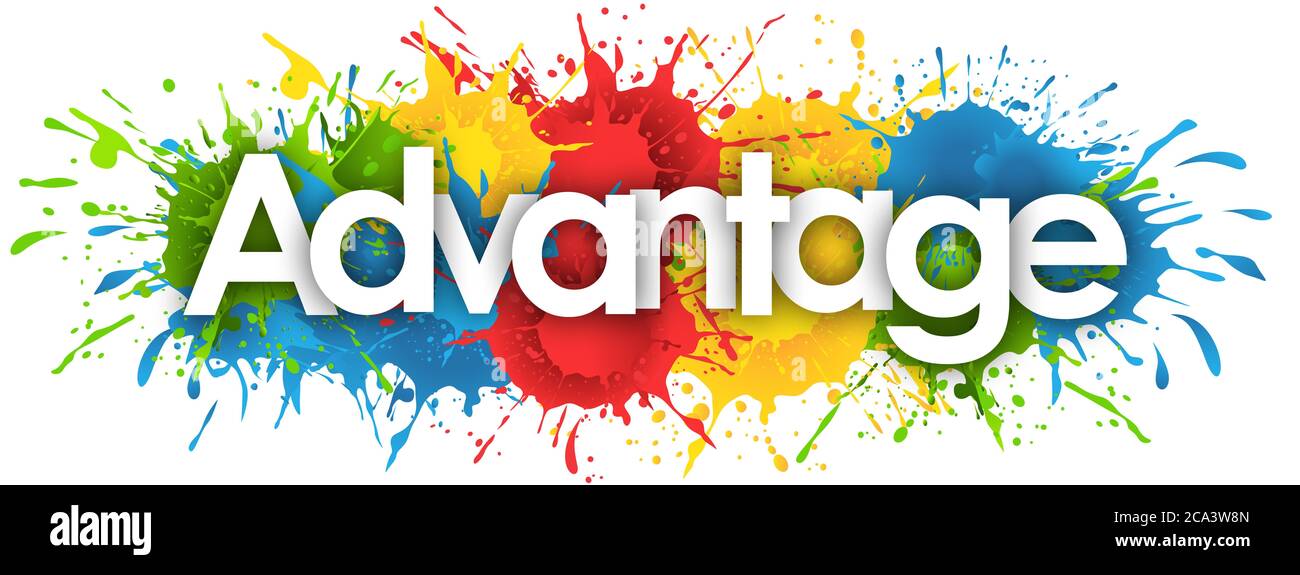 advantage word in splash’s background Stock Photo - Alamy
