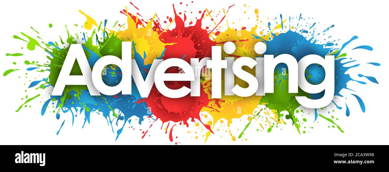 advertisement word in splash’s background Stock Photo - Alamy