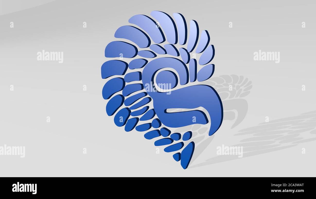 phoenix ancient bird made by 3D illustration of a shiny metallic ...