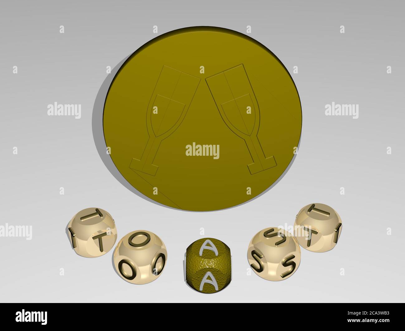 3D representation of TOAST with icon on the wall and text arranged by ...