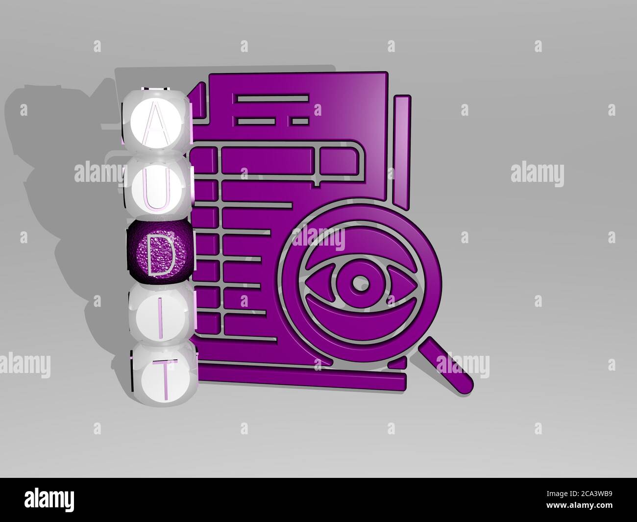 3D illustration of audit graphics and text around the icon made by ...