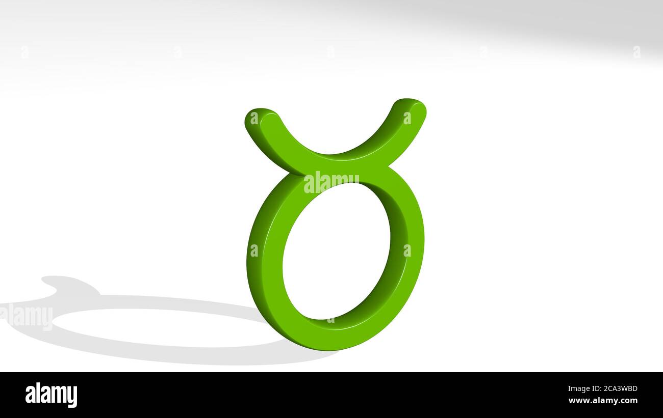 ASTROLOGY TAURUS made by 3D illustration of a shiny metallic sculpture ...