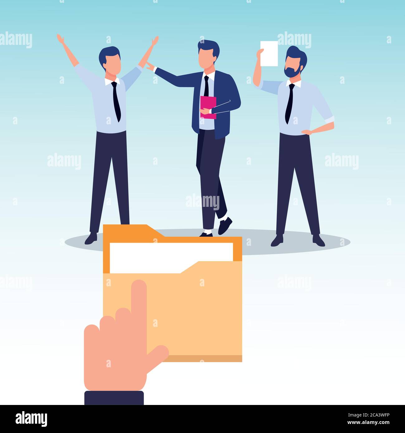 group of businessmen teamwork with folder documents vector illustration ...