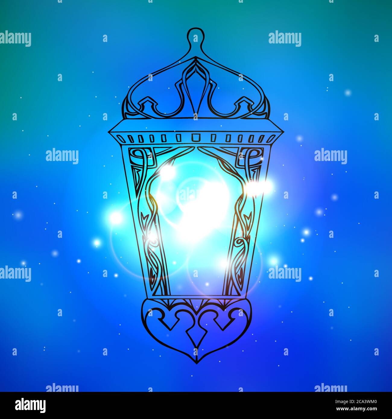 Outline of arabic lantern with sparkles. Ramadan lantern. The Muslim ...