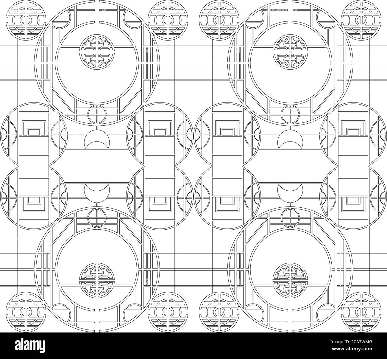Black and white seamless texture with a Chinese pattern. Line drawing ...