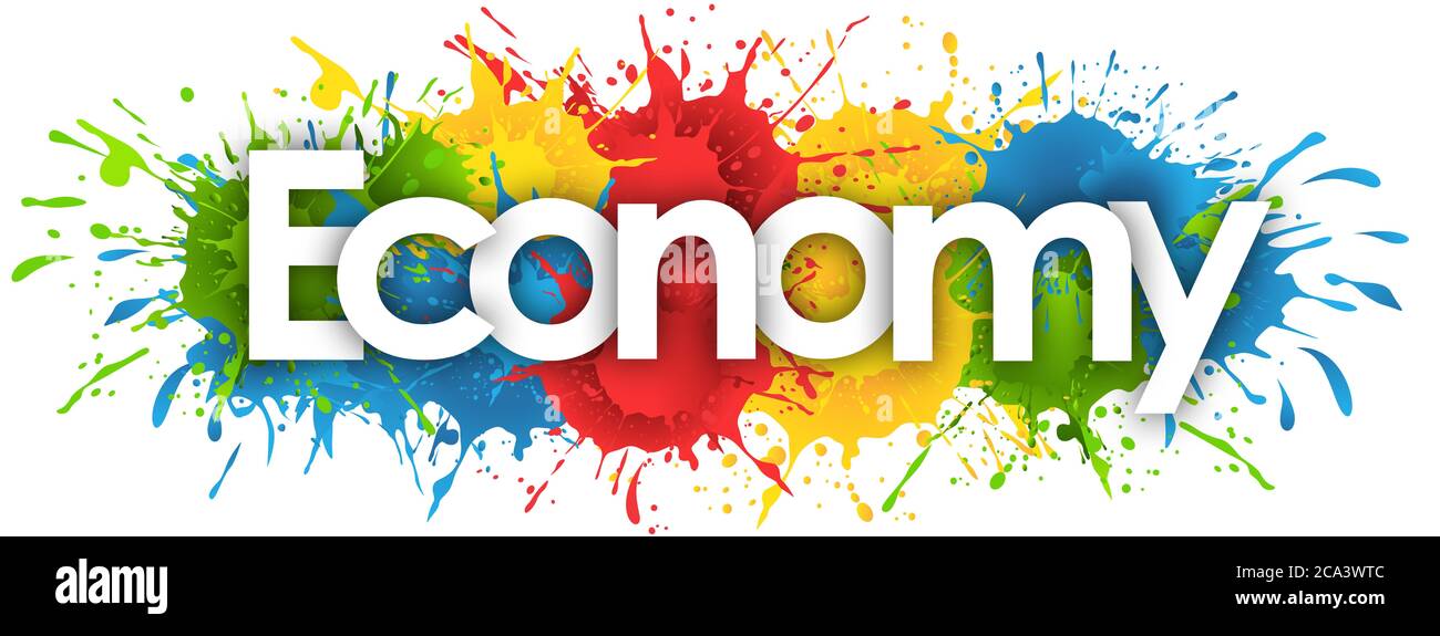 economy word in splash’s background Stock Photo - Alamy