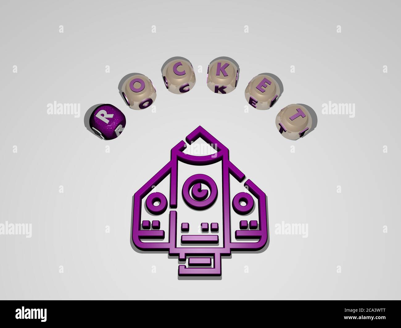 3D illustration of rocket graphics and text around the icon made by ...