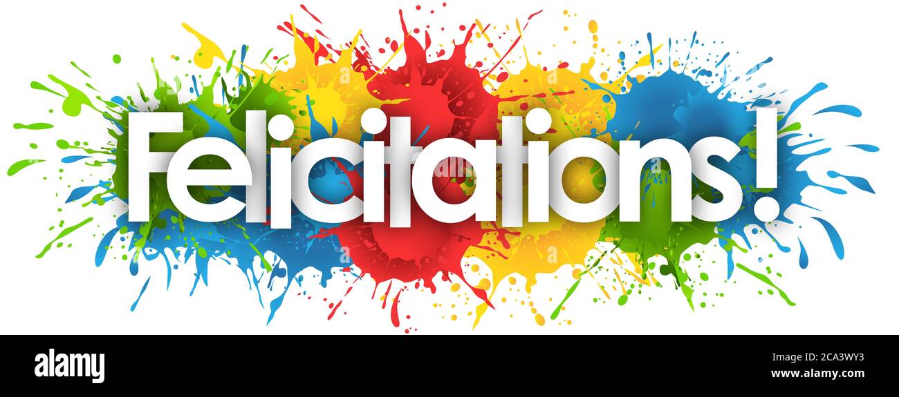felicitations word in splash’s background Stock Photo - Alamy
