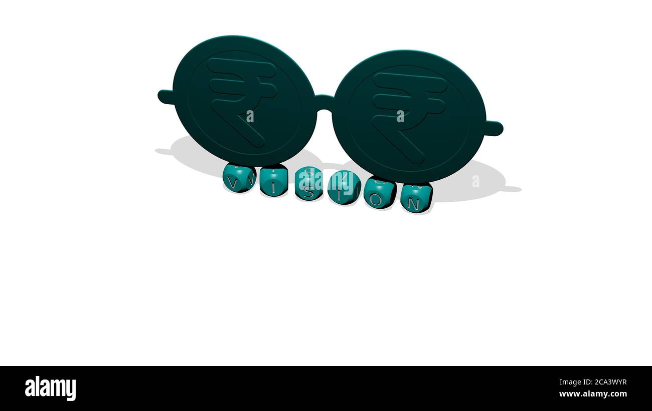 3D graphical image of vision vertically along with text built by ...