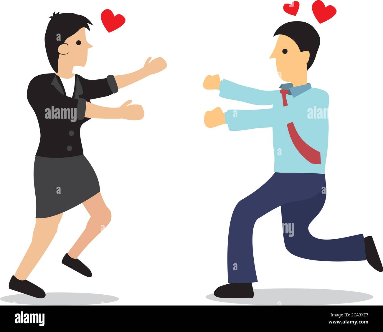 Couple running towards each other with love. Concept of love and ...