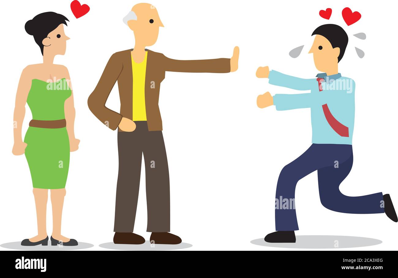 Man reject by woman father. Concept of family issues, rejection or ...