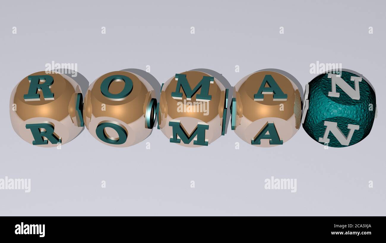 combination of roman built by cubic letters from the top perspective ...