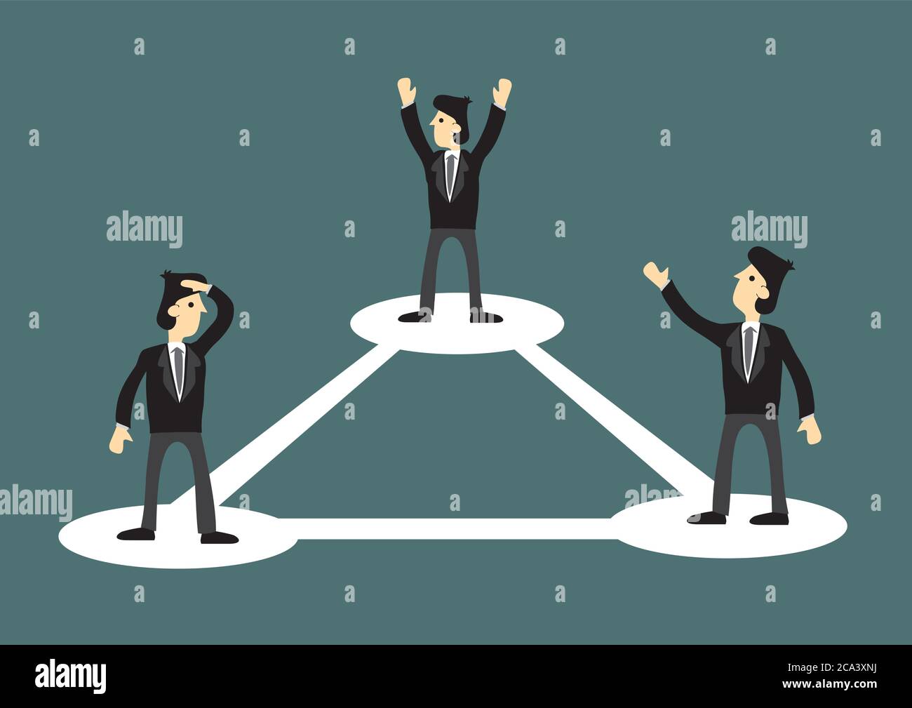 Social network connection between people with lines and circles ...