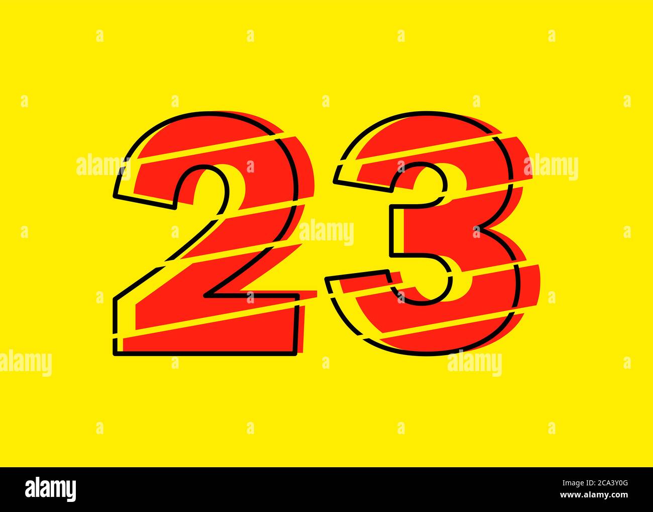 Glitch Modern Red 23 Number Design Vector Illustration. Numeral Vector ...