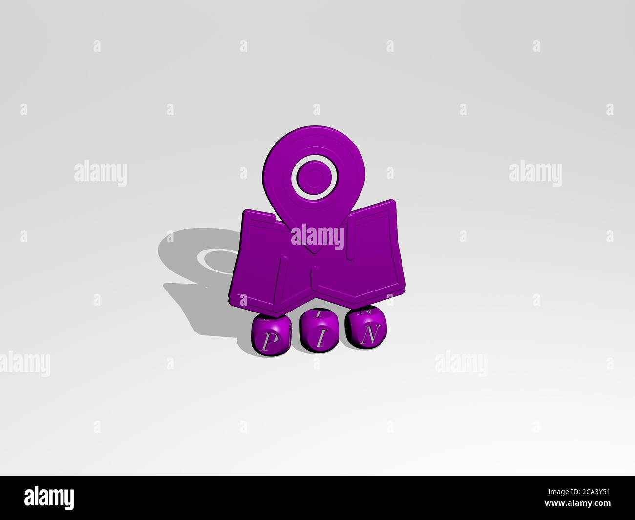 3D representation of PIN with icon on the wall and text arranged by ...