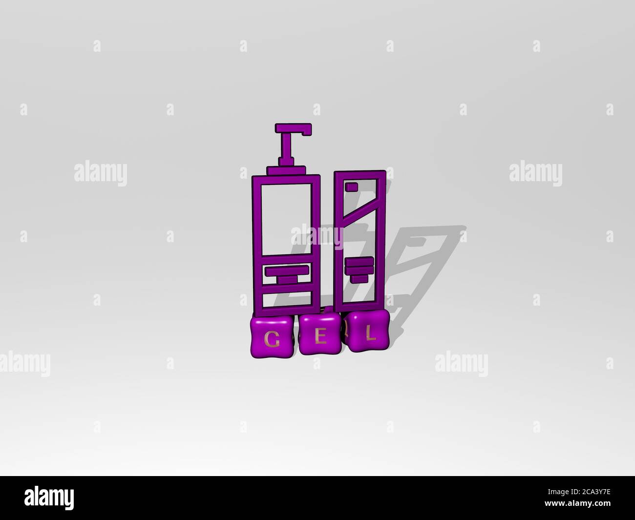 3D representation of gel with icon on the wall and text arranged by ...