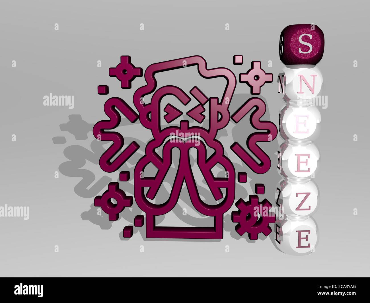 3D graphical image of sneeze vertically along with text built around ...