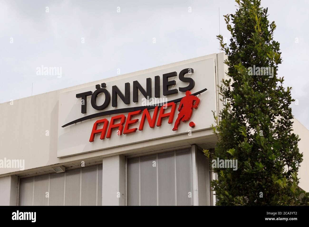 Rheda Wiedenbruck, Germany. 02nd Aug, 2020. Lettering of the Tonnies ...