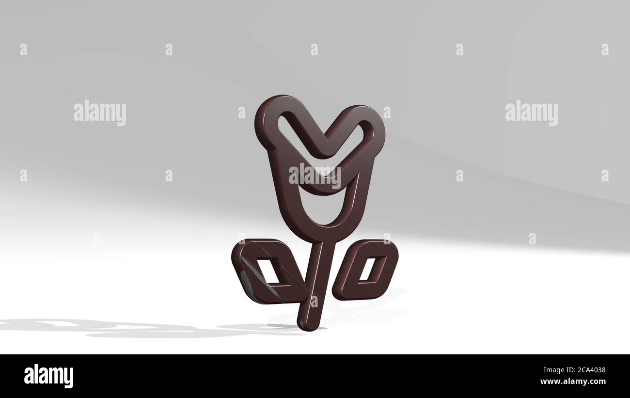 VIDEO GAME FLOWER ENEMY made by 3D illustration of a shiny metallic ...