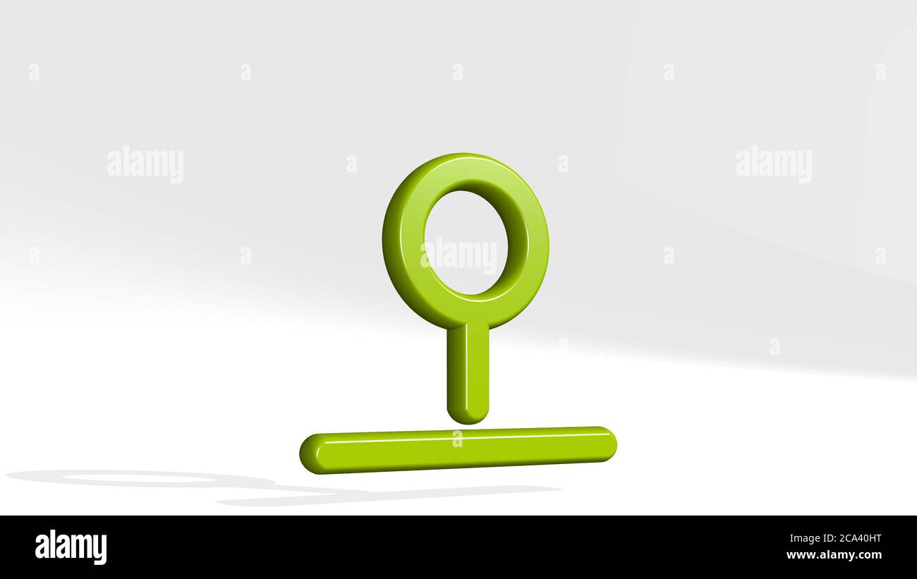 PIN stand with shadow. 3D illustration of metallic sculpture over a ...