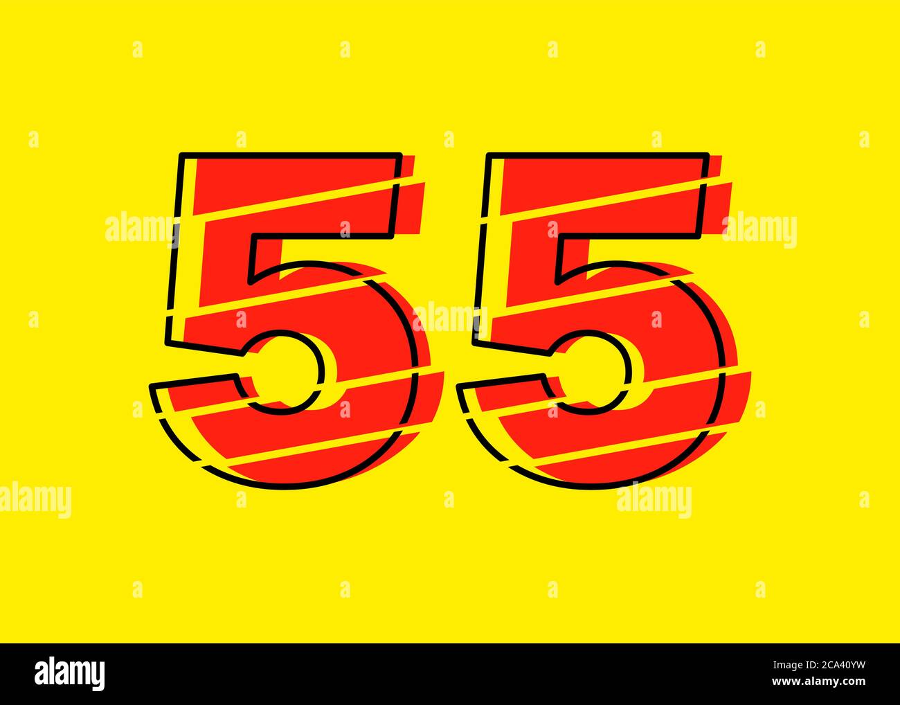 Glitch Modern Red 55 Number Design Vector Illustration. Numeral Vector ...