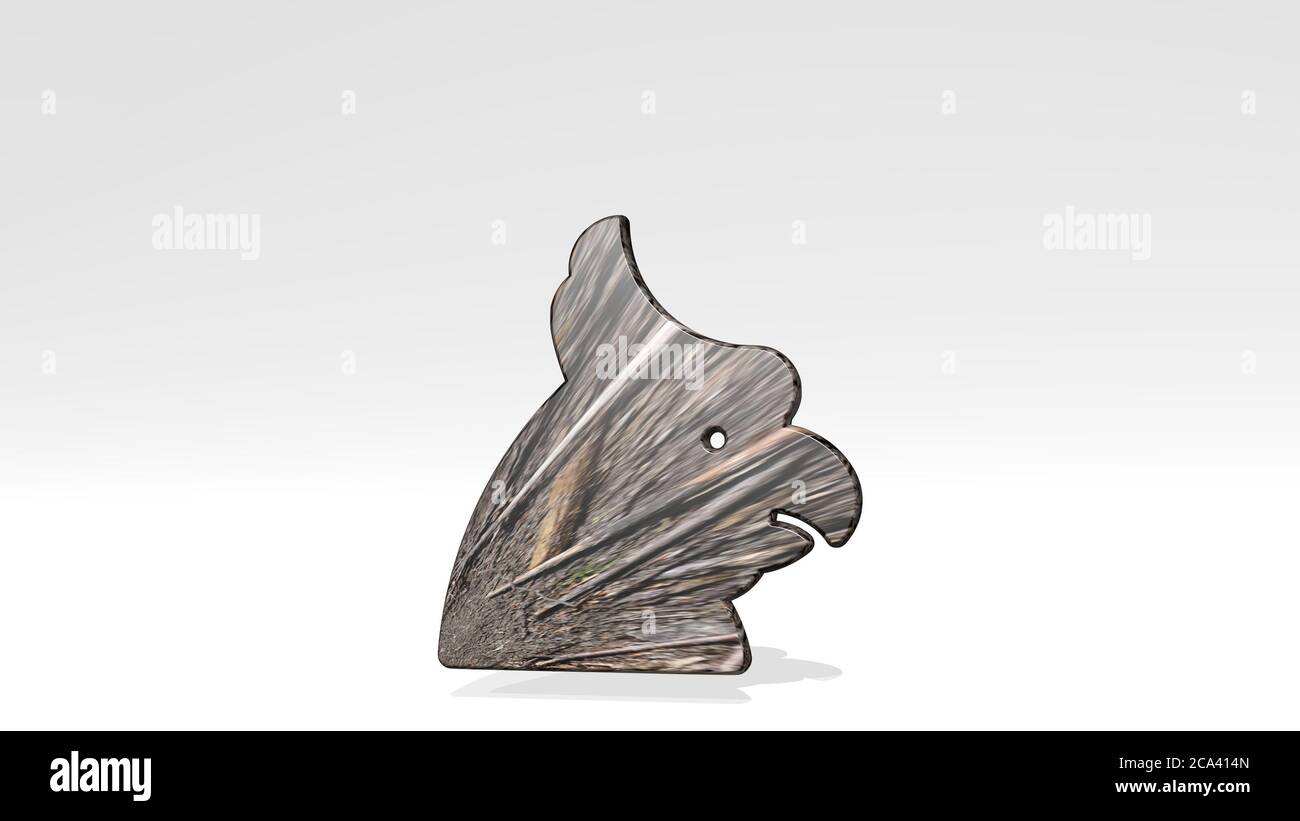PARROT casting shadow with two lights. 3D illustration of metallic ...