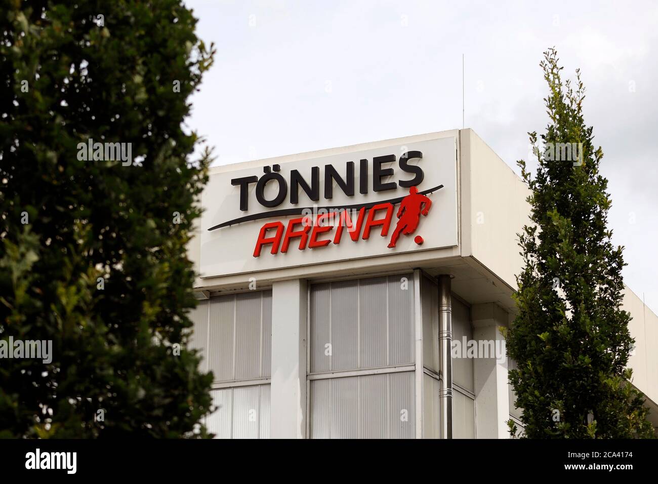 Rheda Wiedenbruck, Germany. 02nd Aug, 2020. Lettering of the Tonnies ...