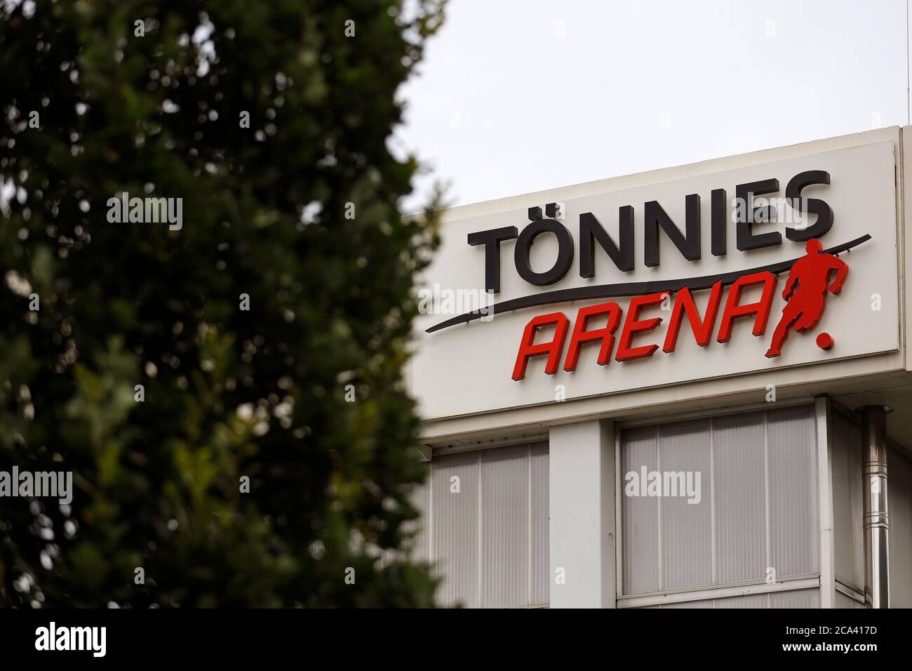 Rheda Wiedenbruck, Germany. 02nd Aug, 2020. Lettering of the Tonnies ...