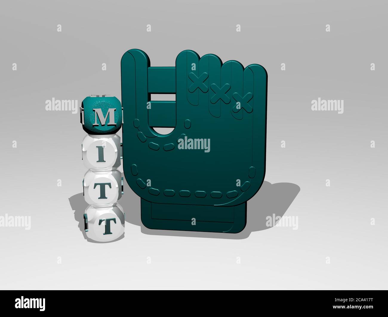 3D representation of mitt with icon on the wall and text arranged by ...